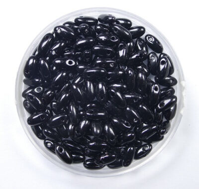 Riz-23980 Jet Czech Glass Rizo Beads | Czech glaskralen
