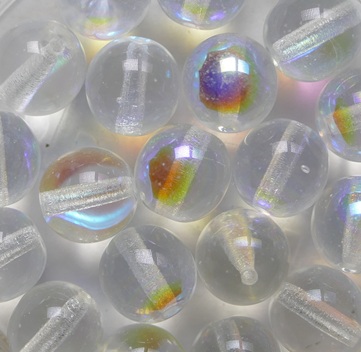 08-R-00030-28701 Crystal AB Druk Round Glass beads 8 mm. 25 stuks ...